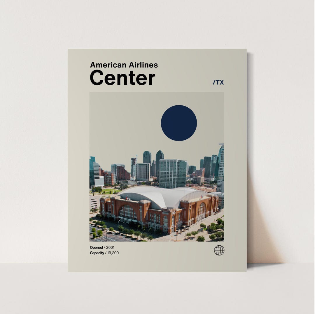 American Airlines Arena Poster, Mavs Poster, Minimalist, Helvetica, Mid ...