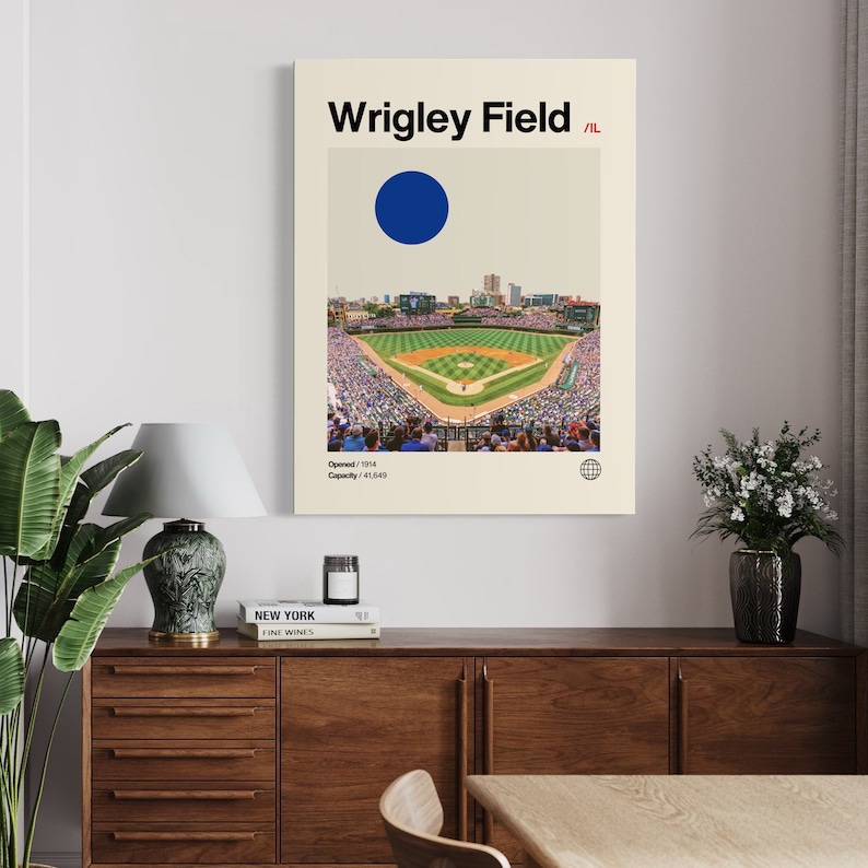 Wrigley Field Poster, Cubs Poster, Minimalist, Helvetica, Mid-century ...