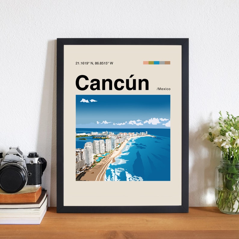 Cancun Poster, Minimalist, Helvetica, Mid-century Modern, Cancun Travel ...