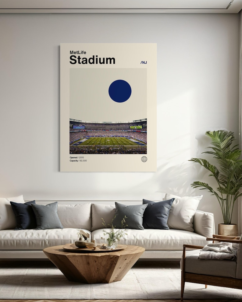Metlife Stadium Poster, Giants Poster, Minimalist, Helvetica, Mid ...