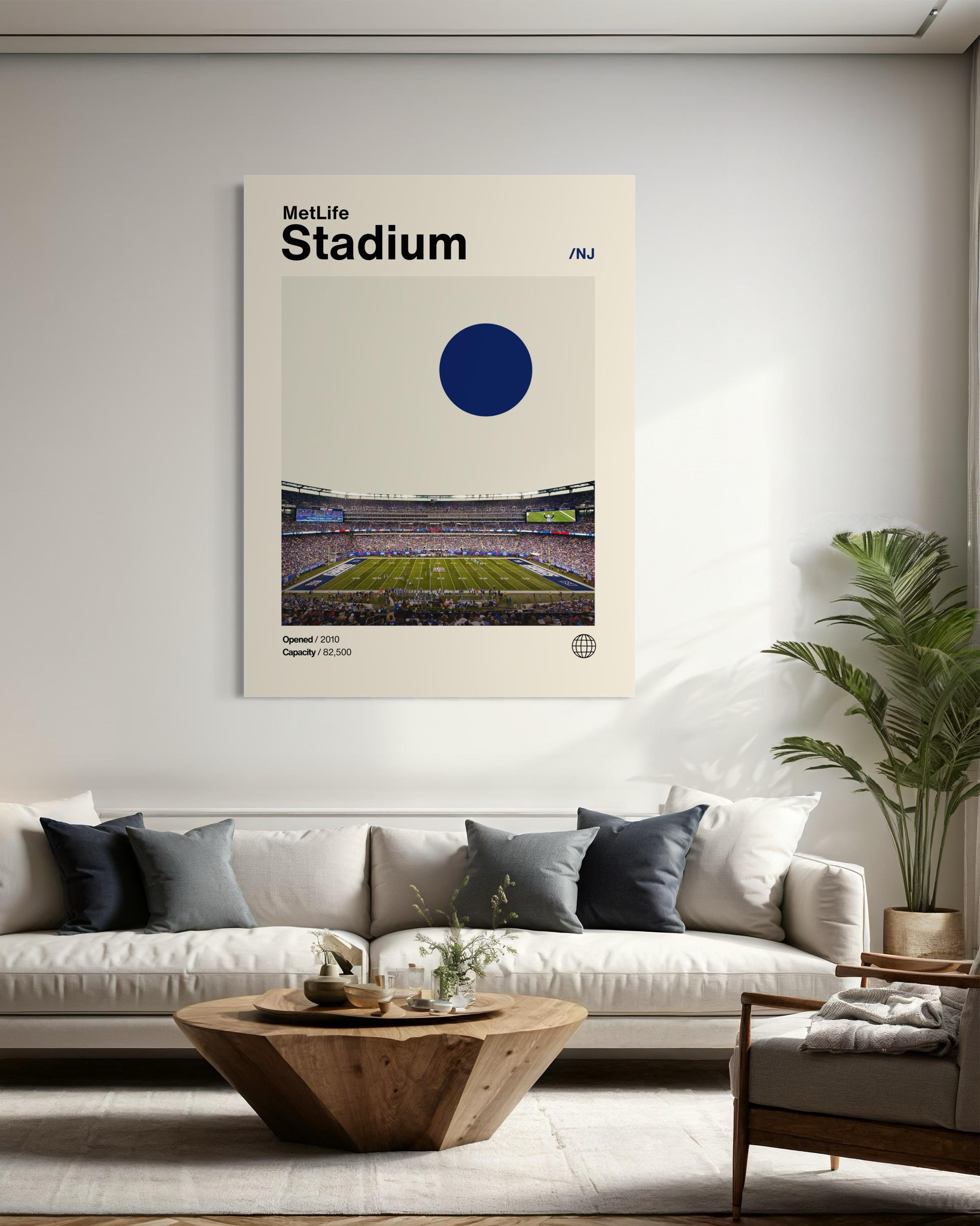 Metlife Stadium Poster, Giants Poster, Minimalist, Helvetica, Mid ...