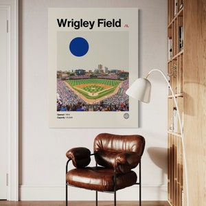 Wrigley Field Poster, Cubs Poster, Minimalist, Helvetica, Mid-century ...