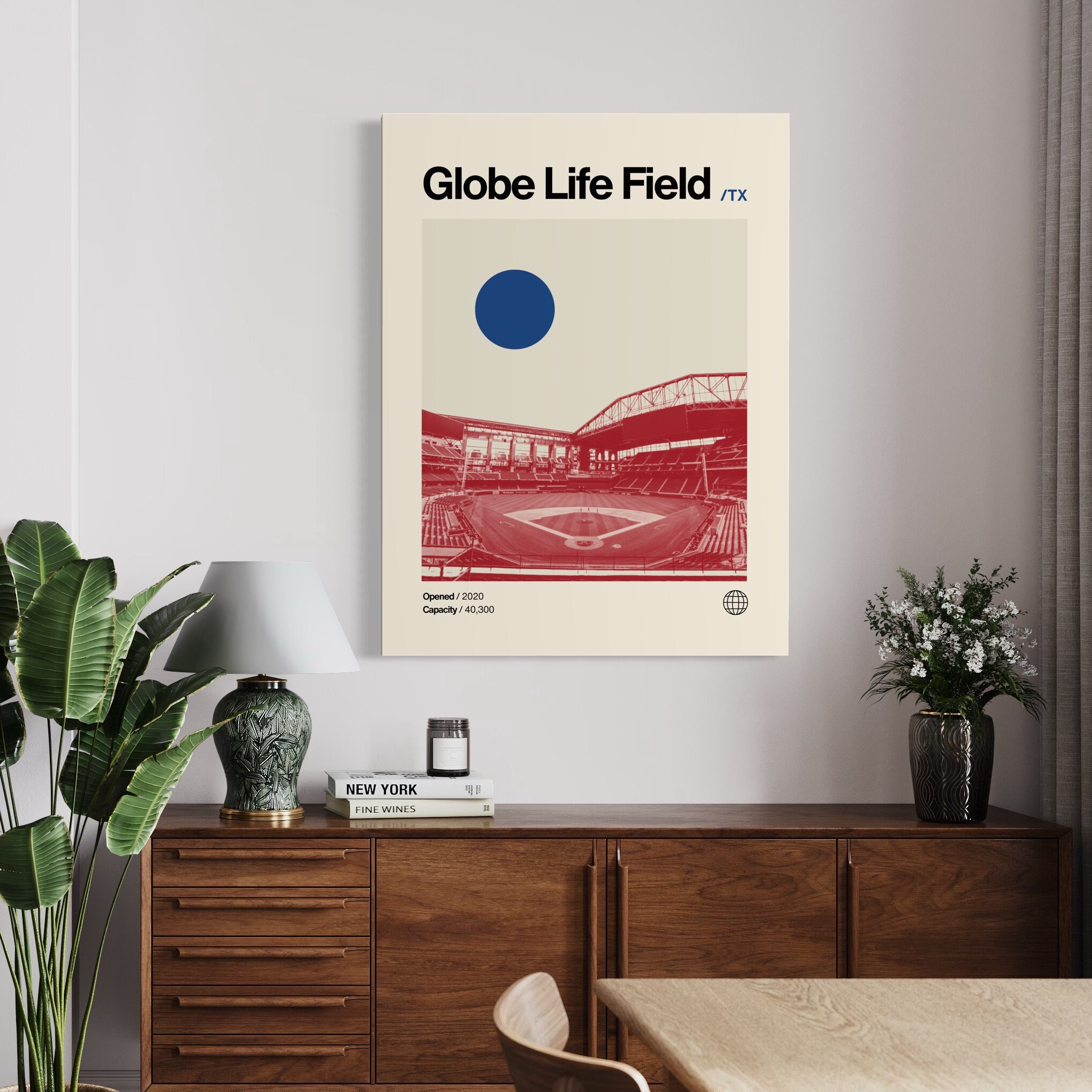 Globe Life Field Monotone Poster, Rangers Poster, Minimalist, Helvetica ...