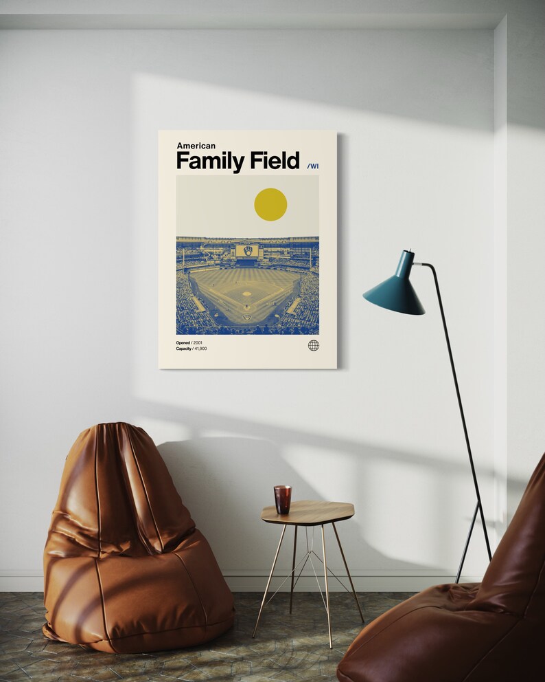 American Family Field Monotone Poster, Brewers Poster, Minimalist ...