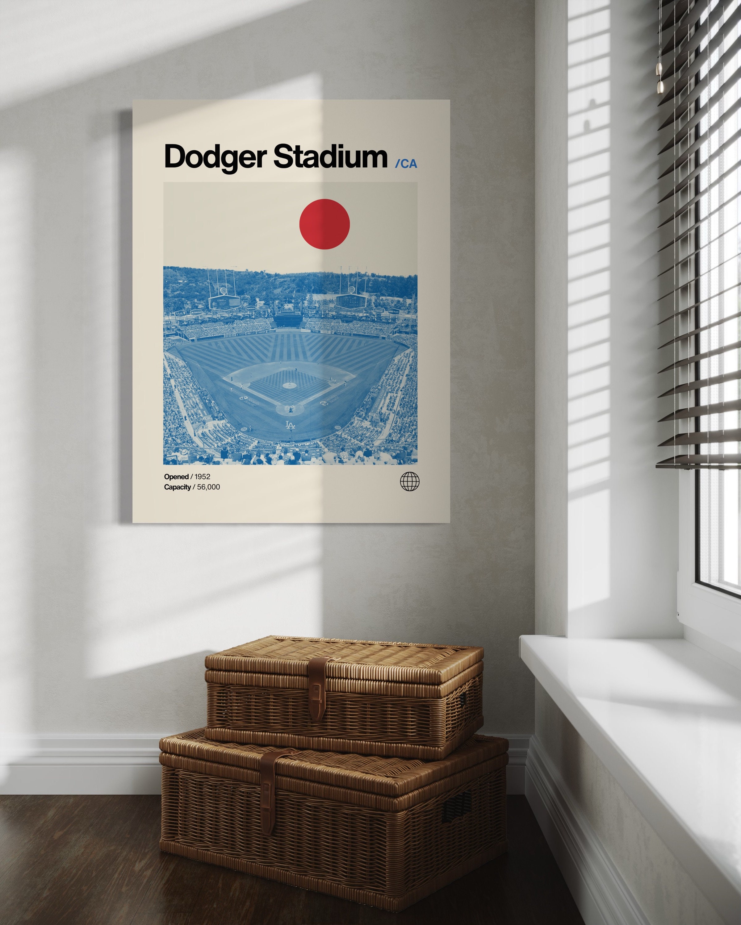 Dodger Stadium Monotone Poster, Dodgers Poster, Minimalist, Helvetica ...