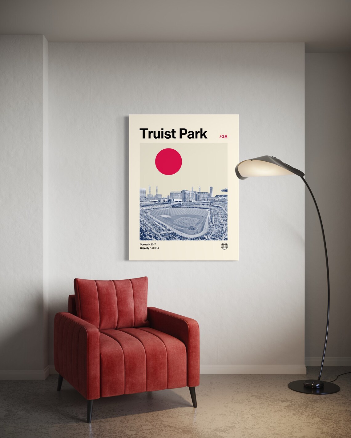 Truist Park Poster, Braves Poster, Minimalist, Helvetica, Mid-century ...