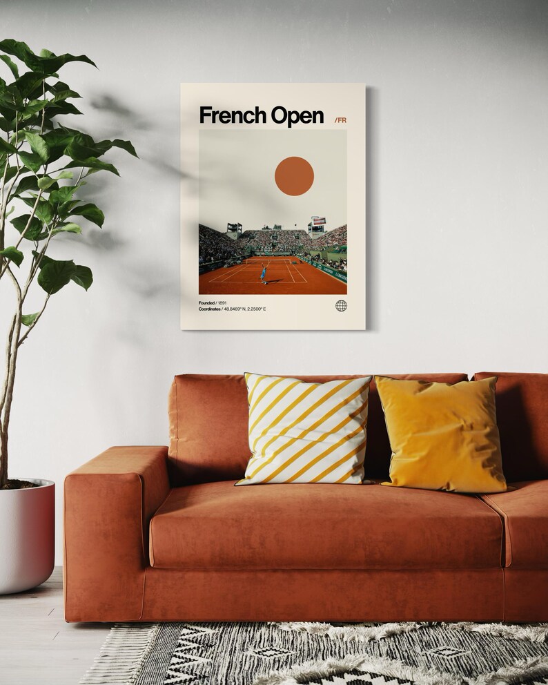 French Open Poster, Minimalist, Helvetica, Mid-century Modern, French ...