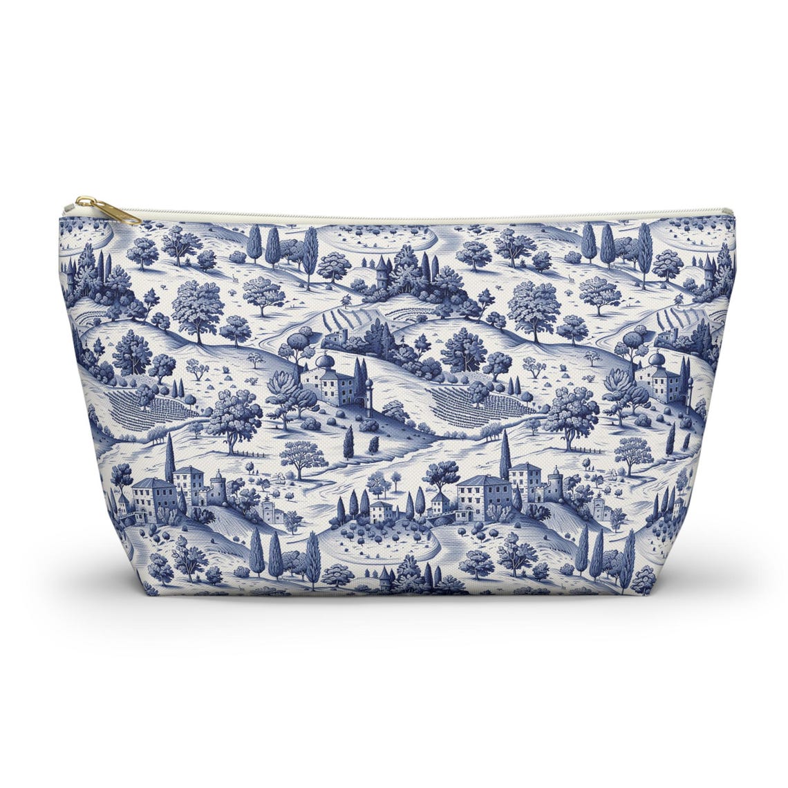 French Toile Pouch Bag: Blue Country Cosmetic & Travel Case - Etsy