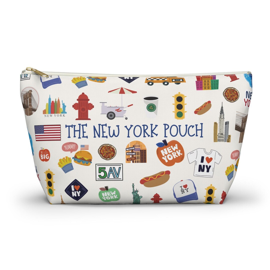 New York Travel Pouch: Landmark & Food Design, Utility Bag - Etsy