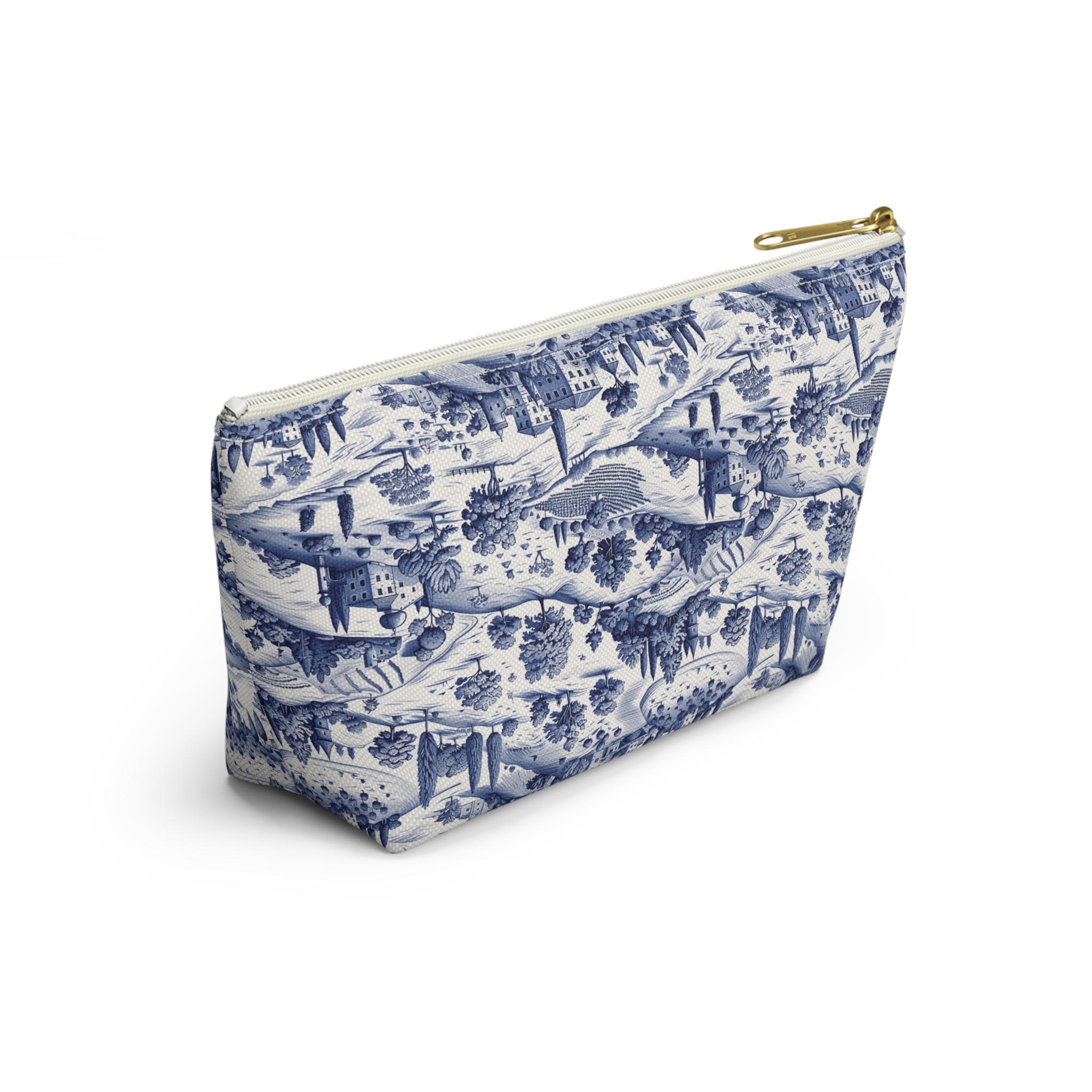 French Toile Pouch Bag: Blue Country Cosmetic & Travel Case - Etsy
