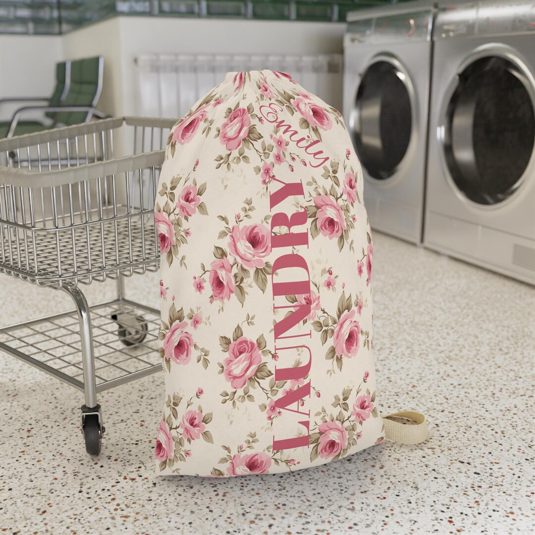 Floral Laundry Bag, Personalized Rose Wash Tote, Dorm Storage - Etsy