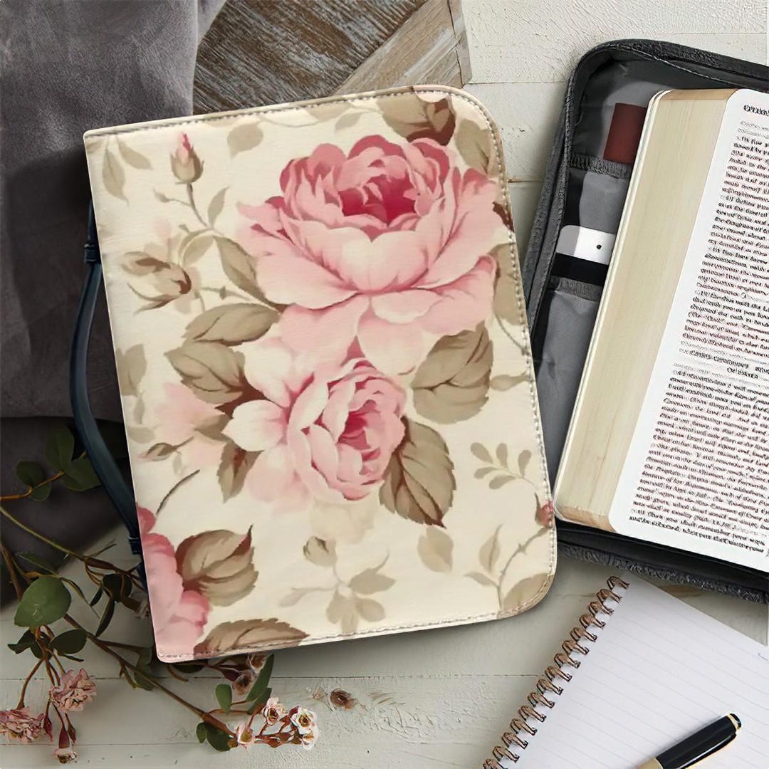 Pink Floral Leather Bible Cover: Waterproof Christian Book Protector - Etsy