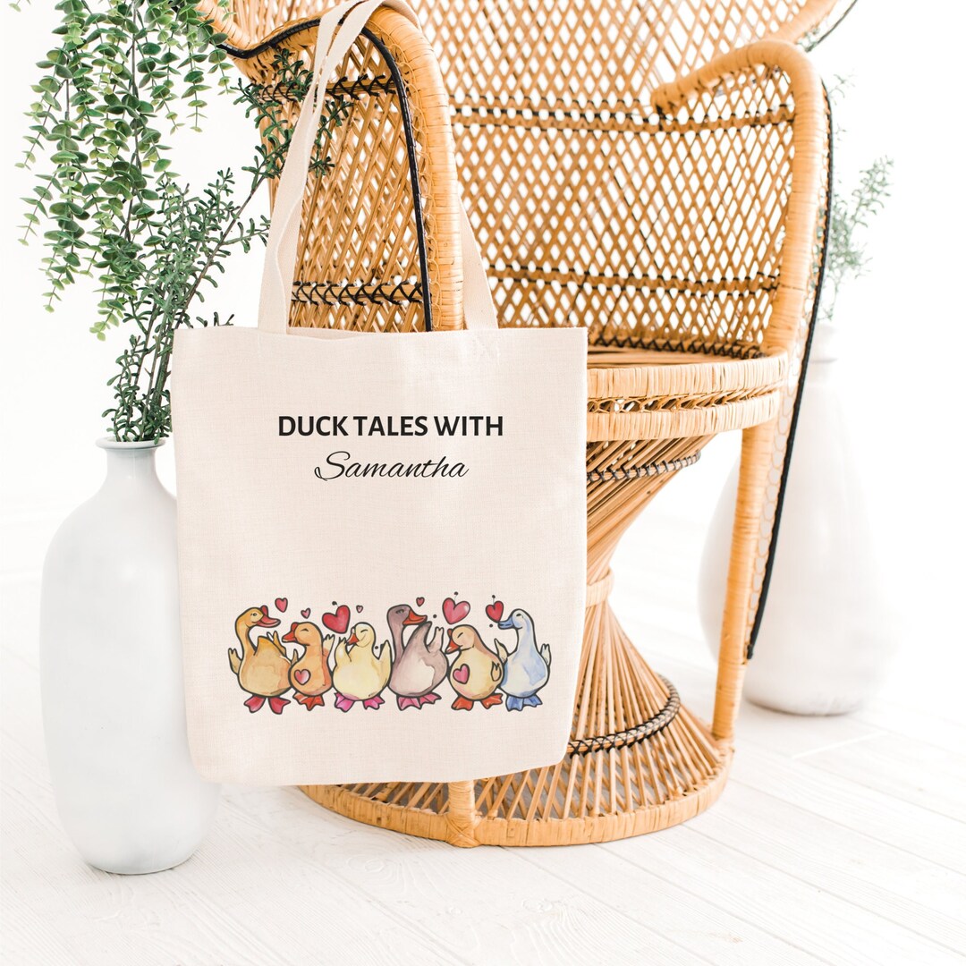 Personalized Duck Tote Bag , Cute Duck Summer Bag, Animal Lover ...
