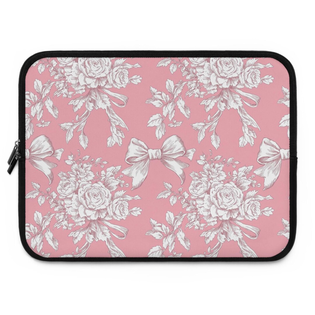 Coquette Floral Pink Laptop Sleeve, Barroco Elegant Tech Case ...