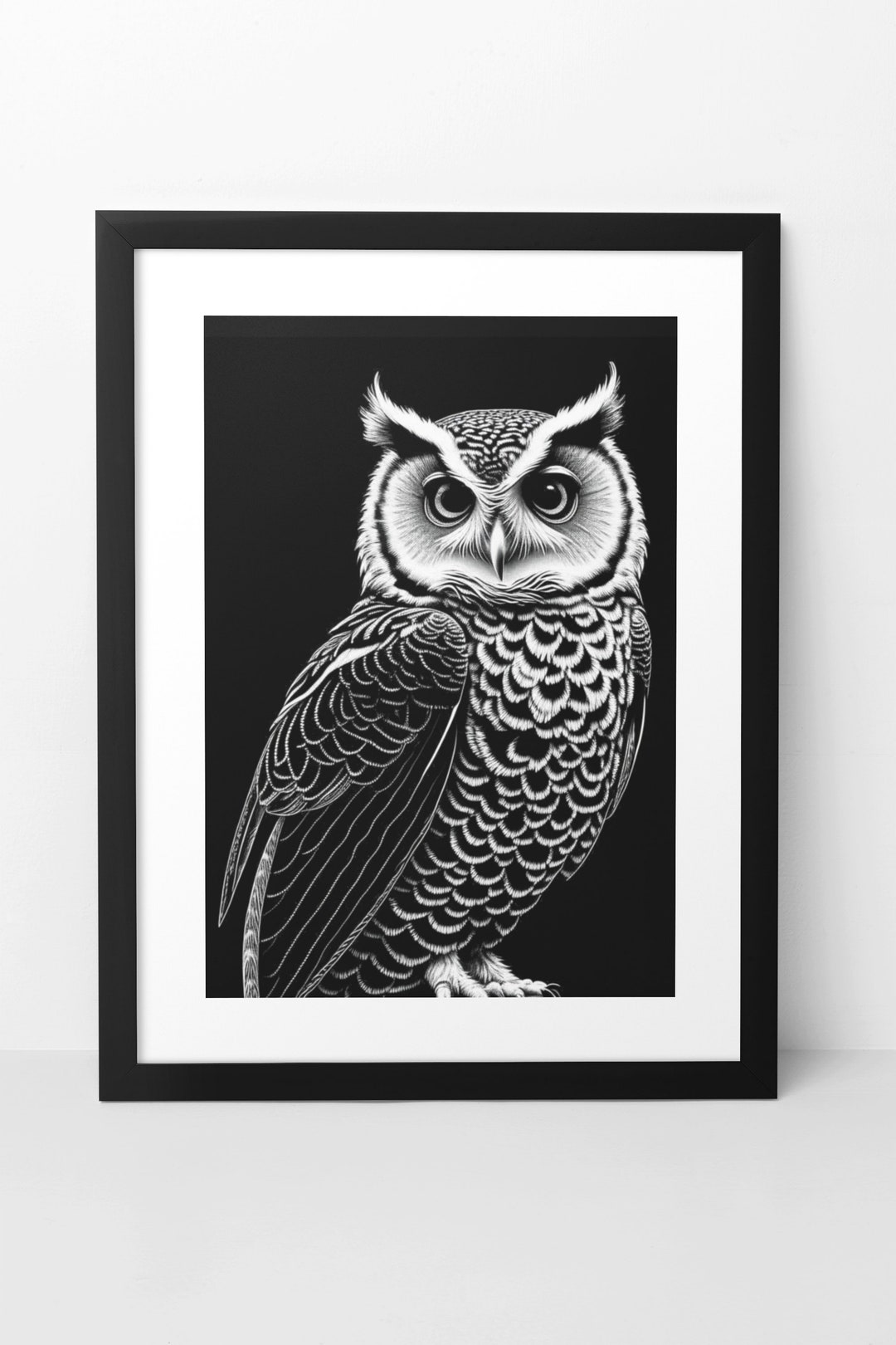 Vintage Black and White Owl Print, Captivating Animal Home Decor and ...