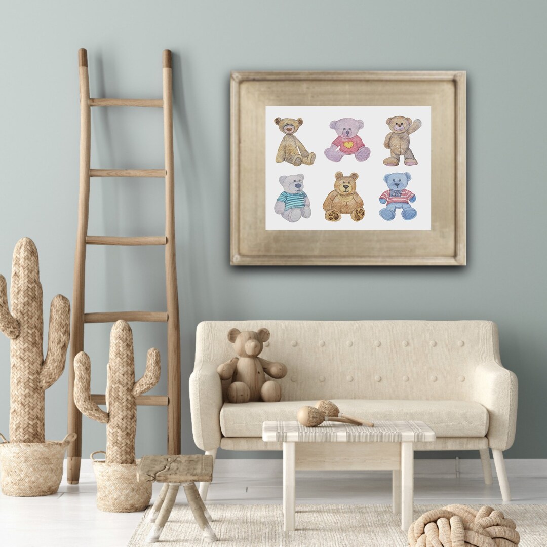 Teddy Bears Nursery Decor Digital Watercolor Prints Kids - Etsy