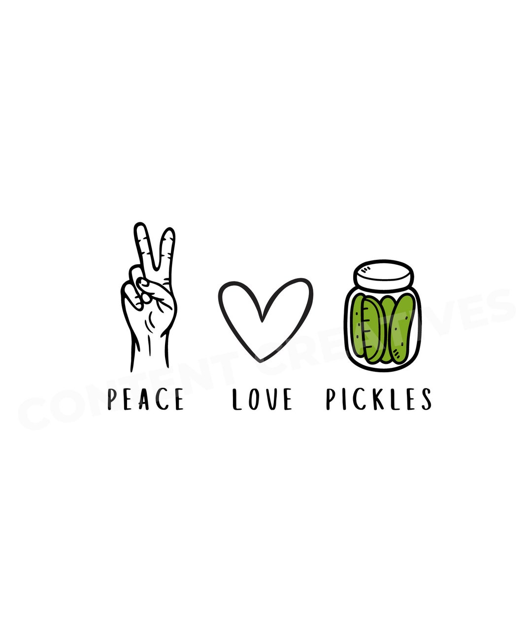 Peace Love Pickles, Pickle Inspired T-shirt Graphic, Transparent PNG ...