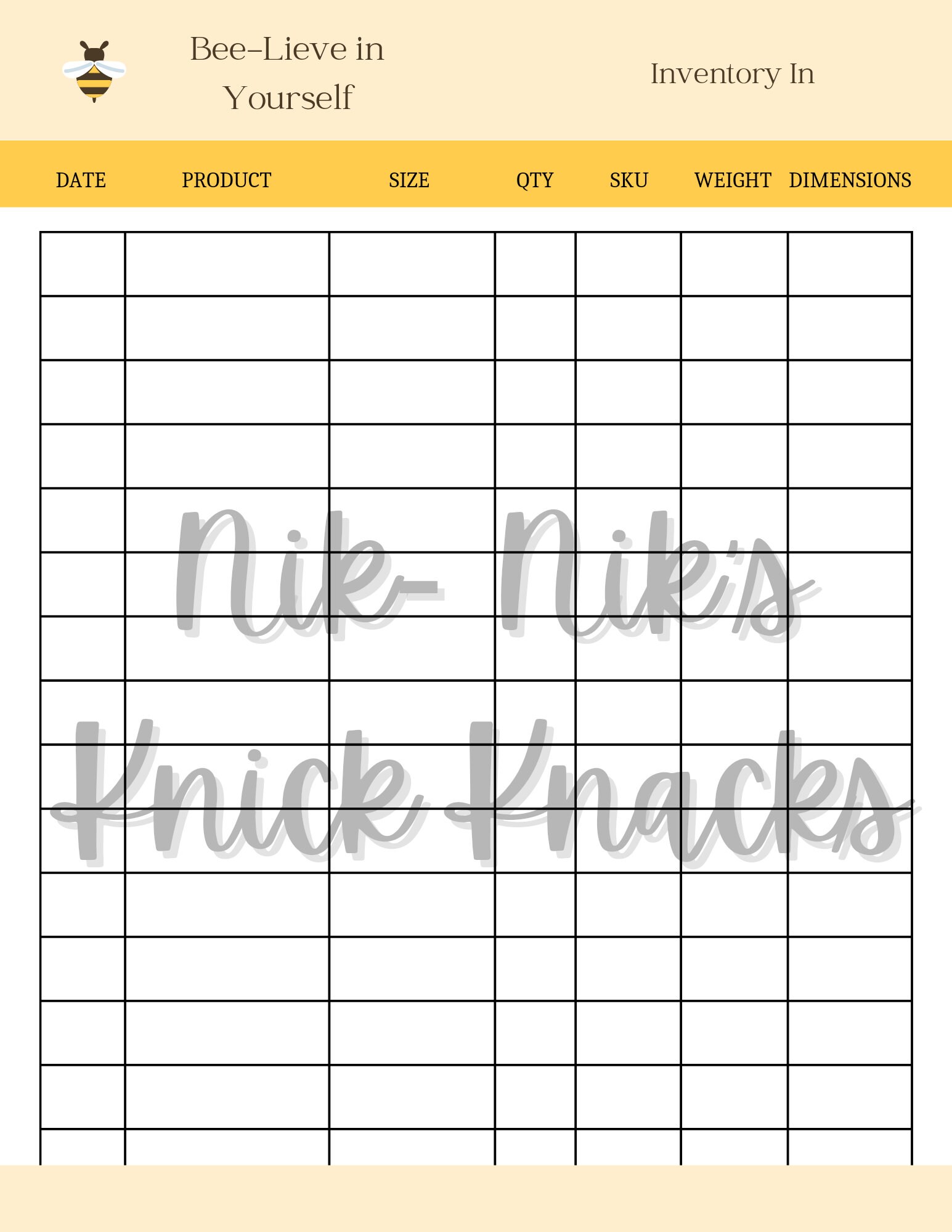 Clothing Reseller Inventory Intake Spreadsheet Printable Digital ...