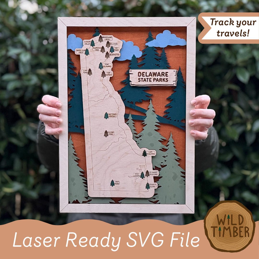 Delaware State Parks Travel Tracker SVG: Glowforge Laser Cut File - Etsy