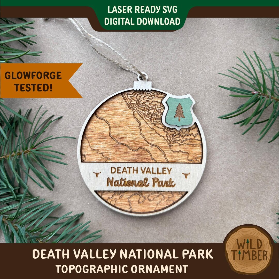 Death Valley National Park Ornament SVG | Topographic Laser Cut File ...