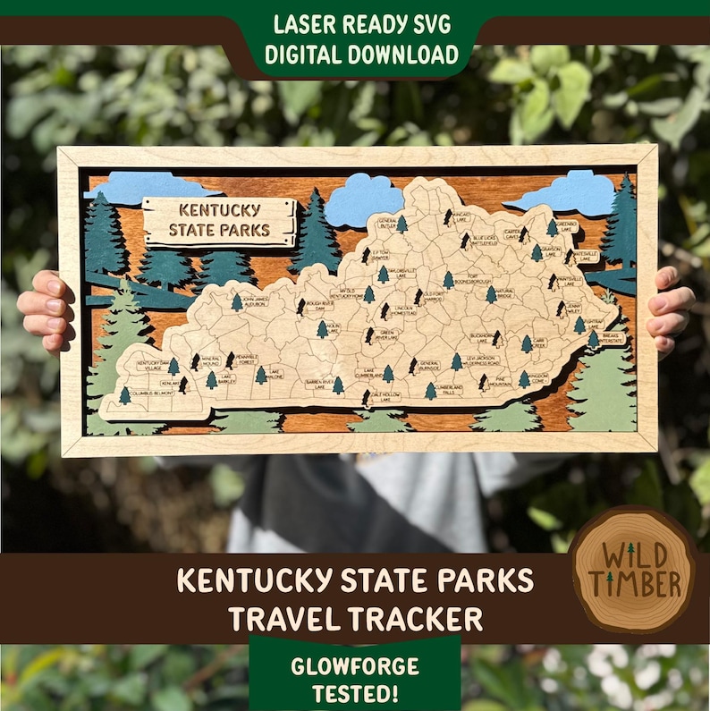 Kentucky State Parks Travel Tracker SVG: Glowforge Laser Cut File ...