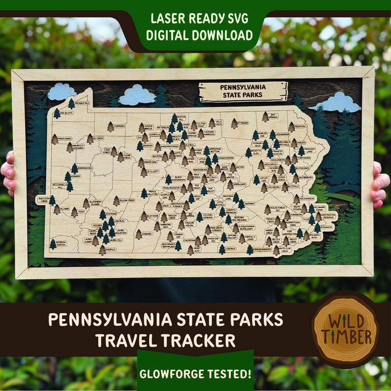 Pa Map With State Parks - Etsy