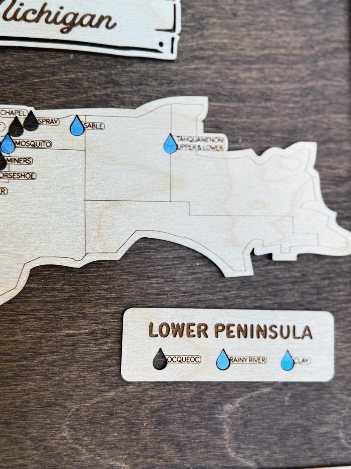 Michigan Waterfalls Travel Tracker Map SVG File: Upper Peninsula ...
