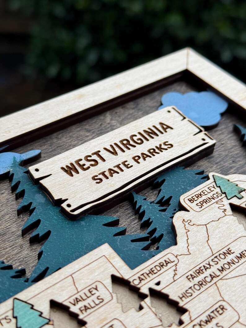 West Virginia State Parks Travel Tracker Map SVG Laser File (digital ...