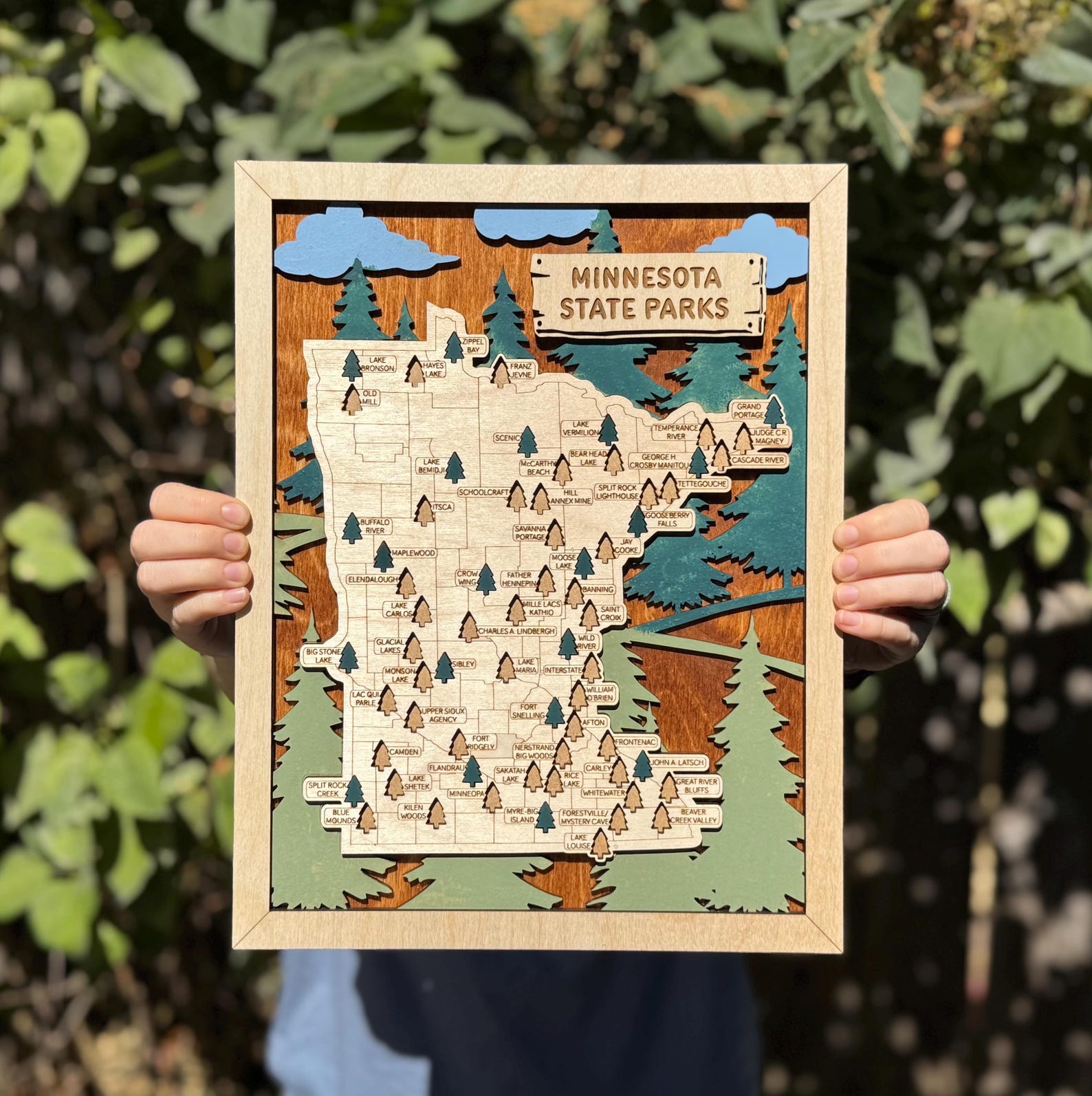 Minnesota State Parks Travel Tracker SVG: Glowforge Laser Cut Map ...