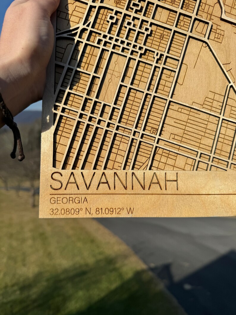 Savannah Georgia Wooden Map SVG: Multilayer Laser Cut File (digital ...