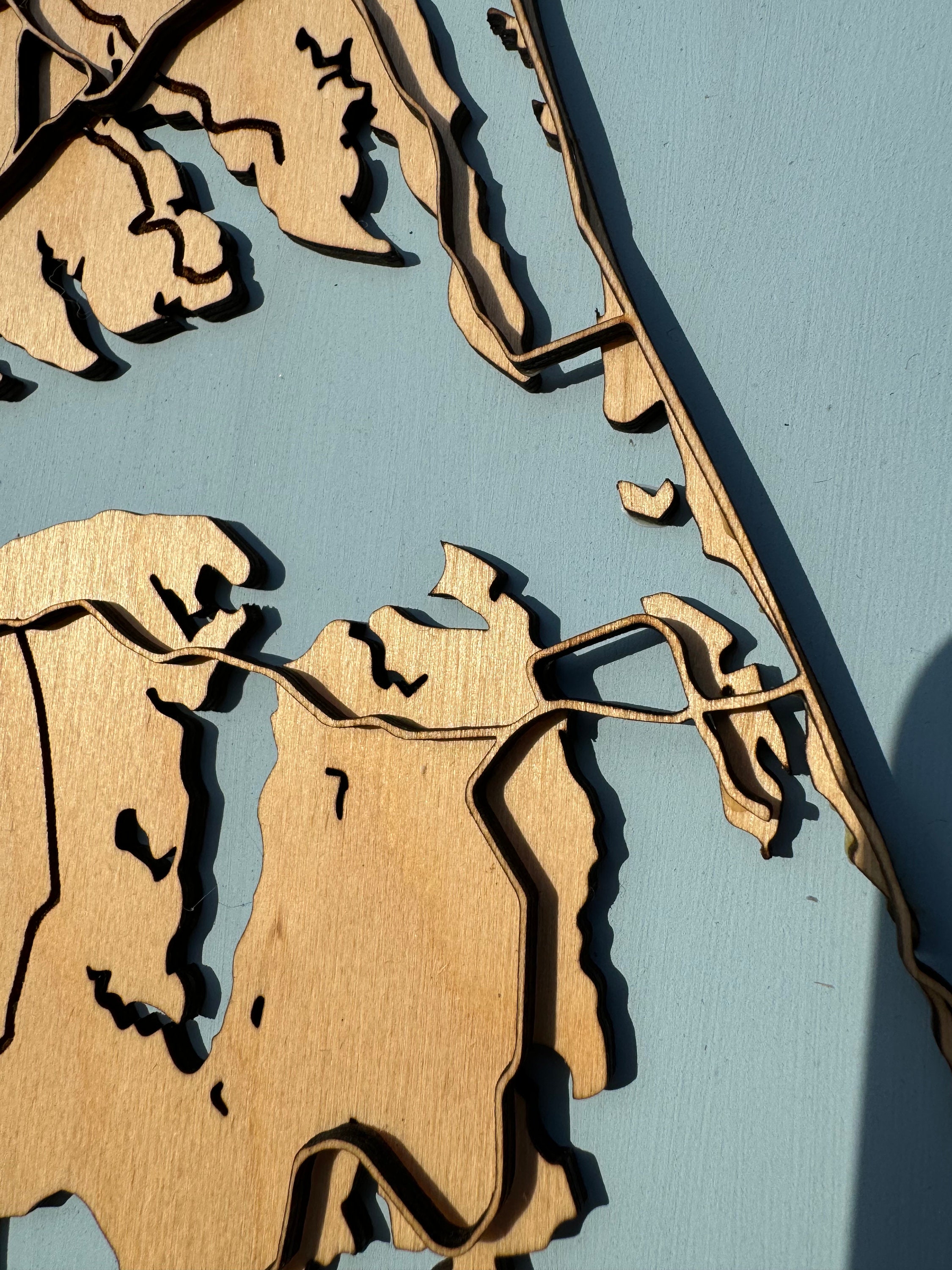 Wooden Multilayer Laser Cut Map of Outer Banks North Carolina | Wooden ...