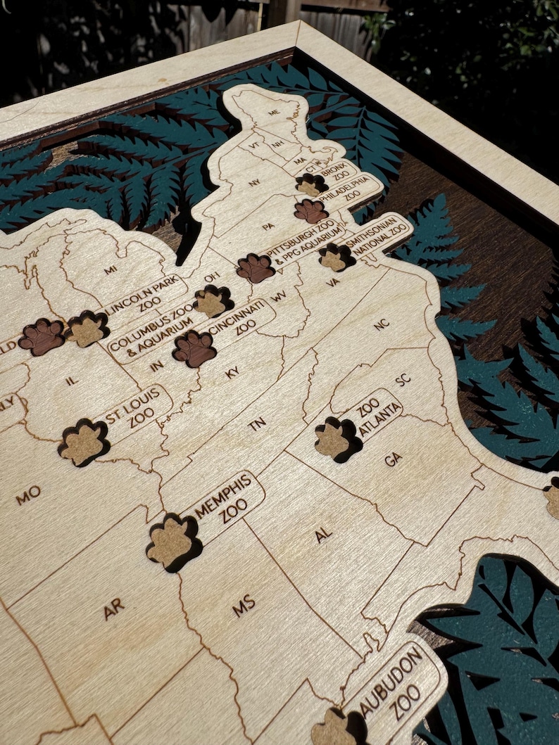 US Zoo Travel Tracker Map SVG: Laser Cut Family Adventure (digital ...