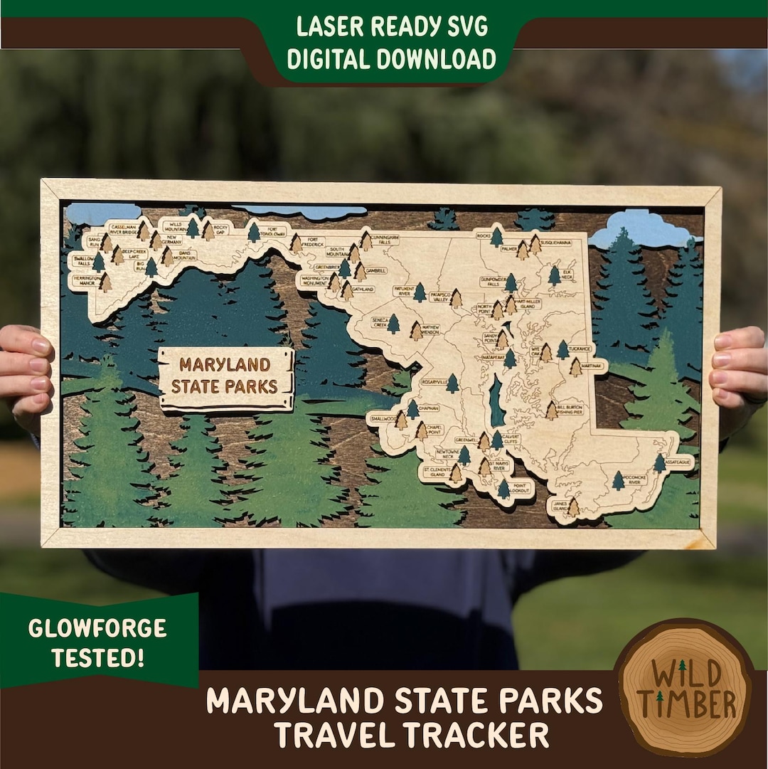 Maryland State Parks Travel Tracker SVG: Laser Cut File (digital ...