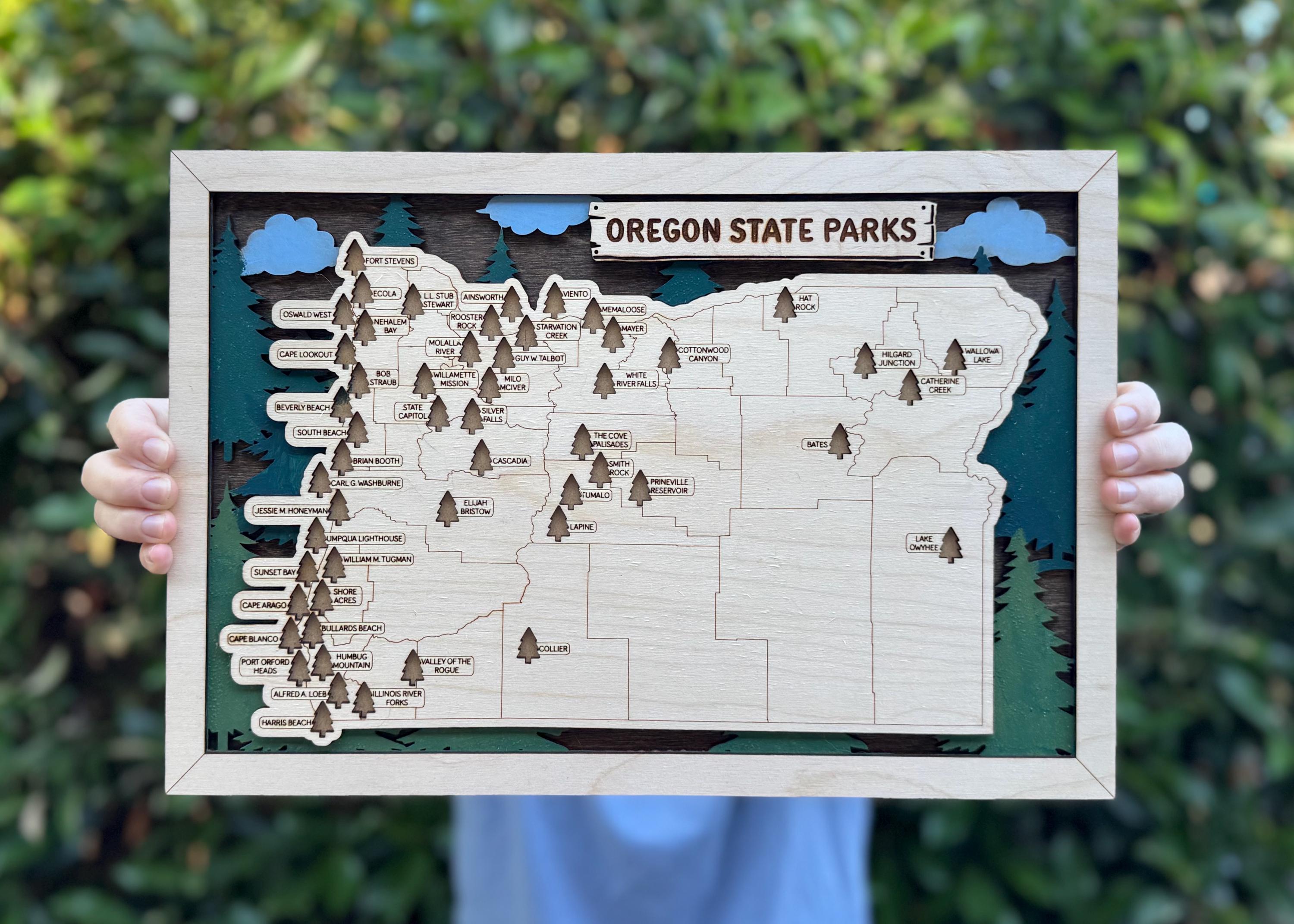 Oregon State Parks Travel Tracker Map SVG - Glowforge Laser Cut File ...