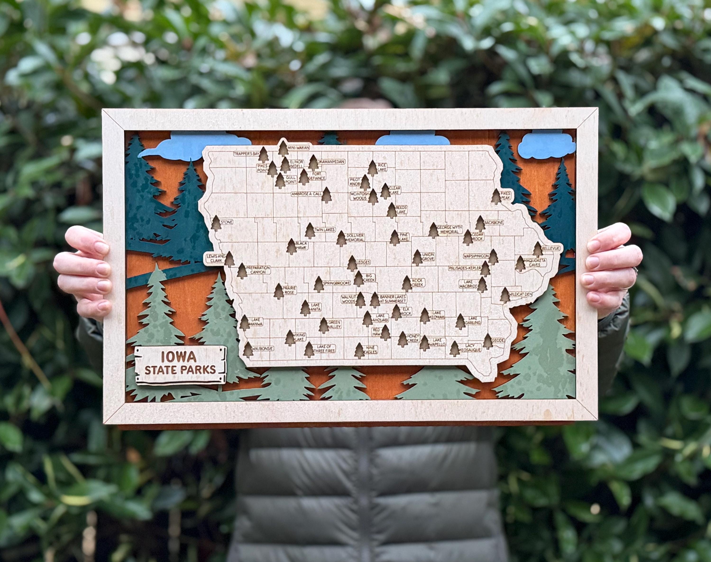 Iowa State Parks Travel Tracker SVG: Glowforge Laser Cut File - Etsy