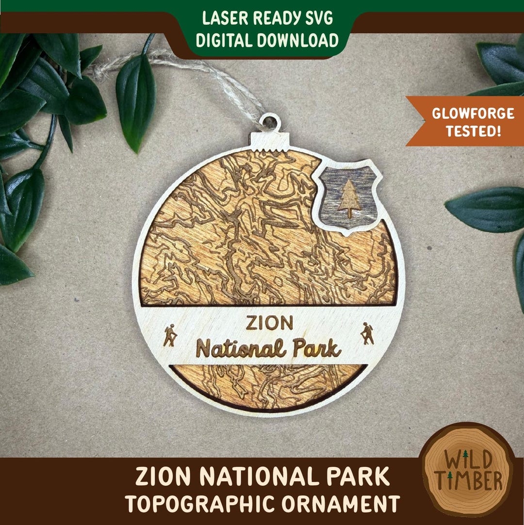 Zion National Park Ornament SVG: Christmas Map Laser Cut File (digital ...