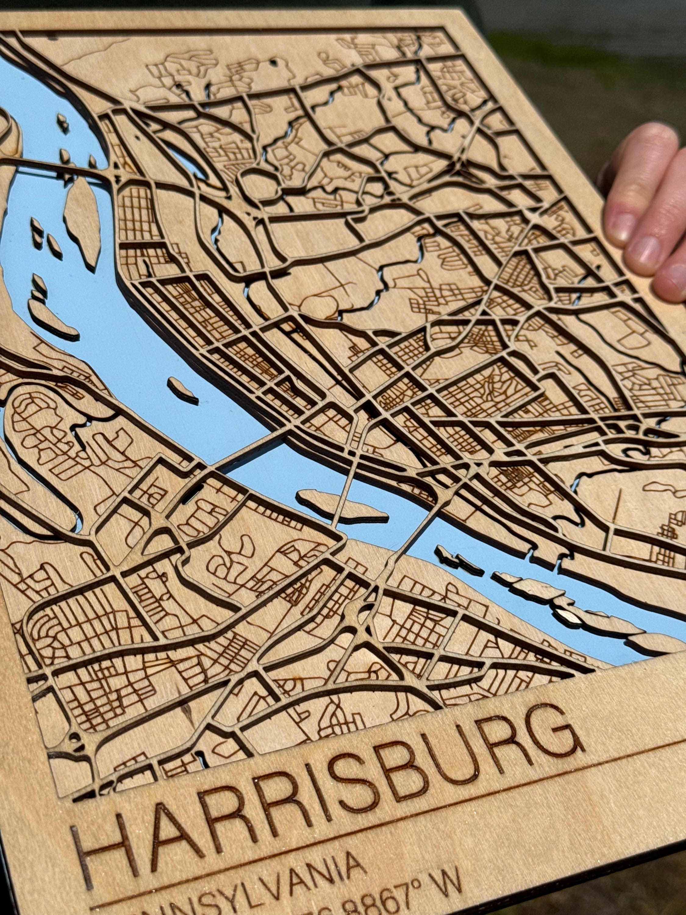 SVG Cut File Map of Harrisburg, Pennsylvania | Wooden Multilayer Map ...