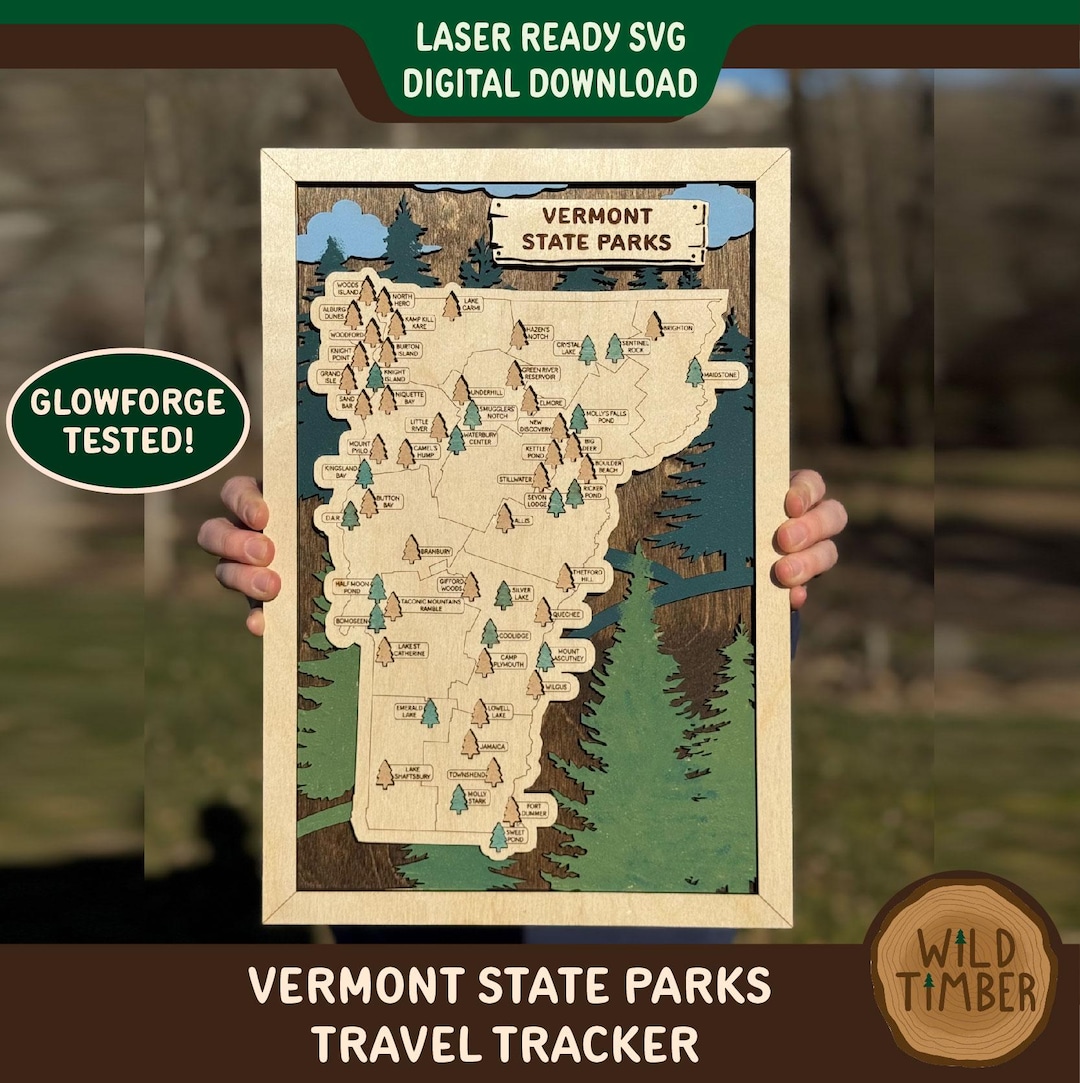 Vermont State Parks Travel Tracker SVG: Laser Cut Map (digital Download ...