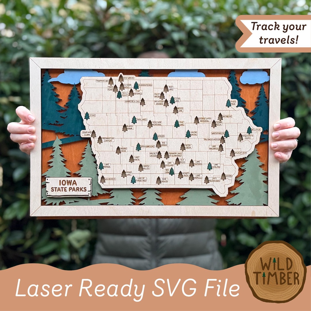 Iowa State Parks Travel Tracker SVG: Glowforge Laser Cut File - Etsy