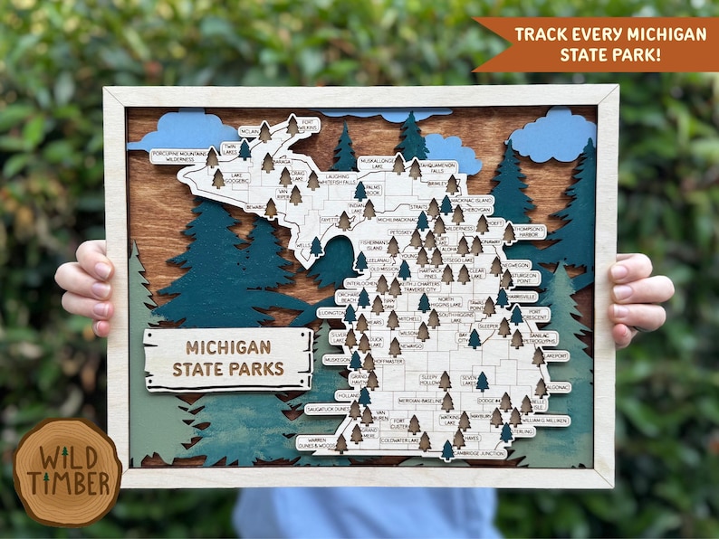 Michigan State Parks Wooden Travel Map: Handmade Bucket List Tracker - Etsy
