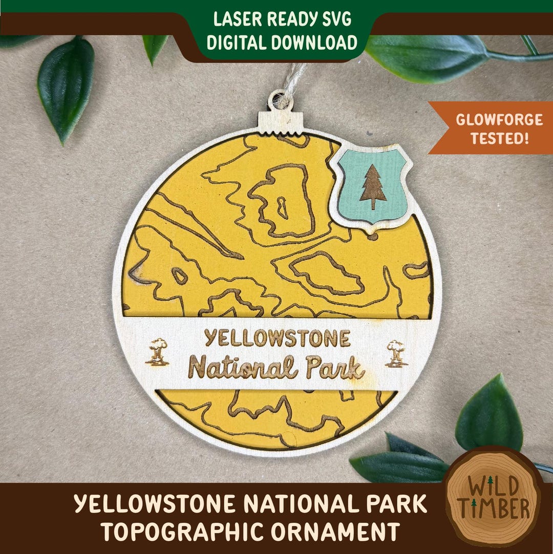 Yellowstone Topographic Christmas Ornament SVG: Laser Cut File (digital ...