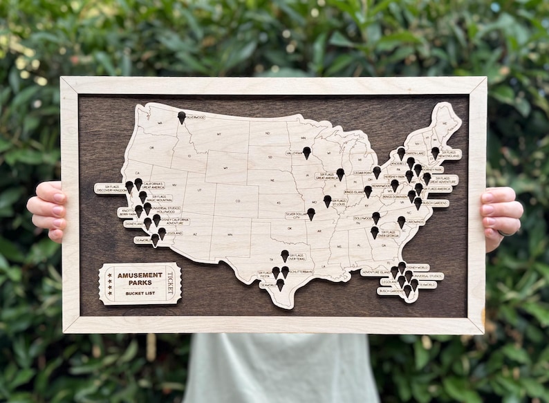Amusement Park Travel Tracker Map SVG: Laser Cut Bucket List (digital ...
