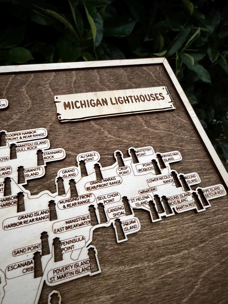 Michigan Lighthouses Travel Tracker Map SVG File: Bucket List SVG ...
