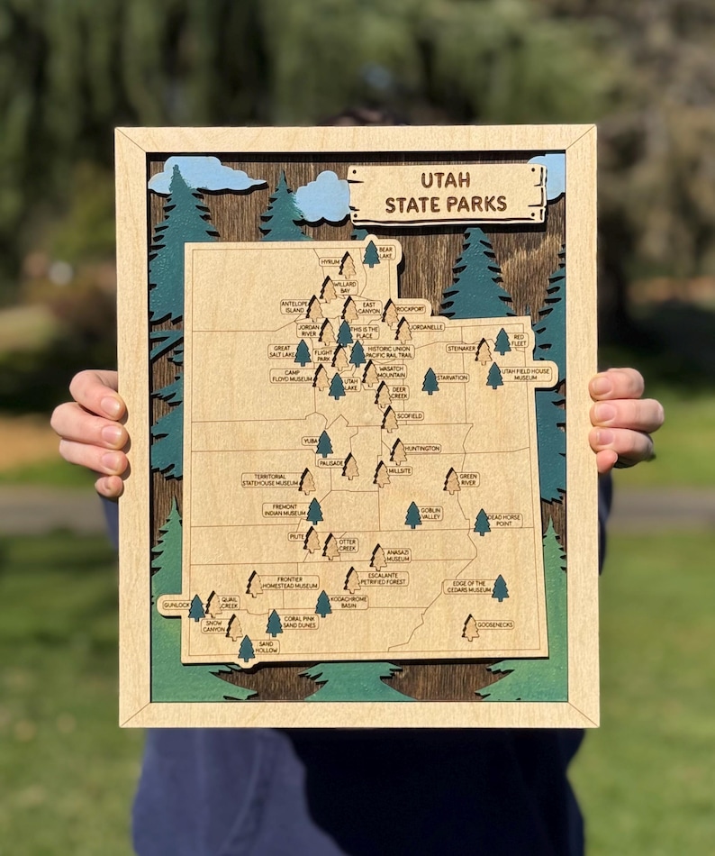 Utah State Parks Travel Tracker Map SVG: Glowforge Laser Cut File ...