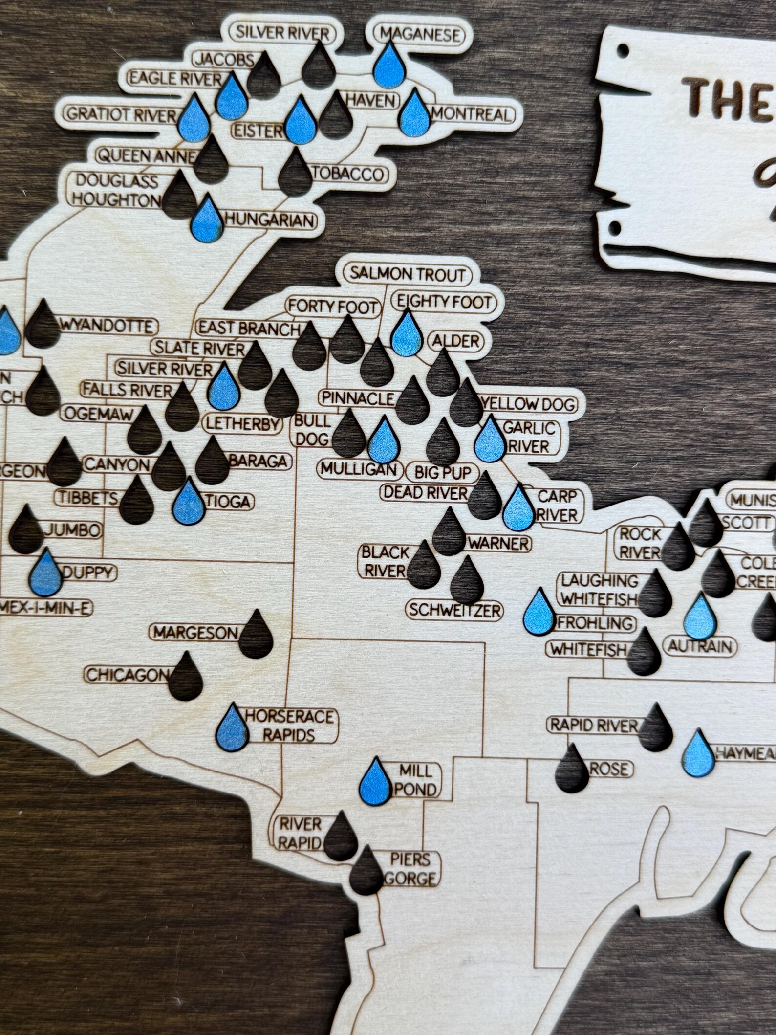 Michigan Waterfalls Travel Tracker Map SVG File: Upper Peninsula ...