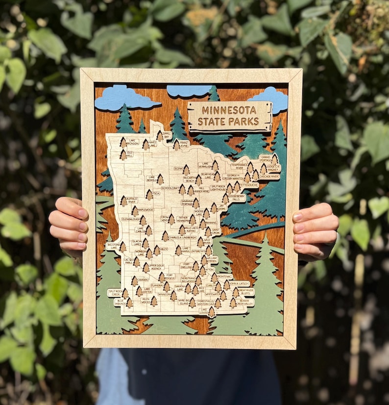 Minnesota State Parks Travel Tracker SVG: Glowforge Laser Cut Map ...