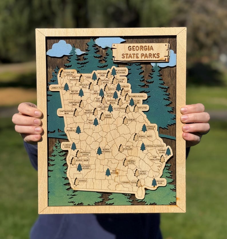 Georgia State Parks Travel Tracker Map: Laser Cut SVG File (digital ...
