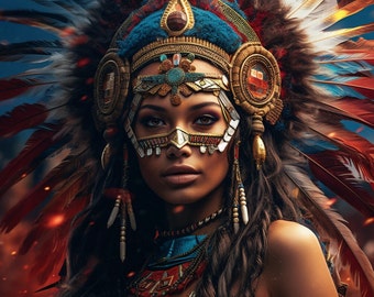 Ancient Majesty Aztec Queen Digital Wall Art Print High Quality ...
