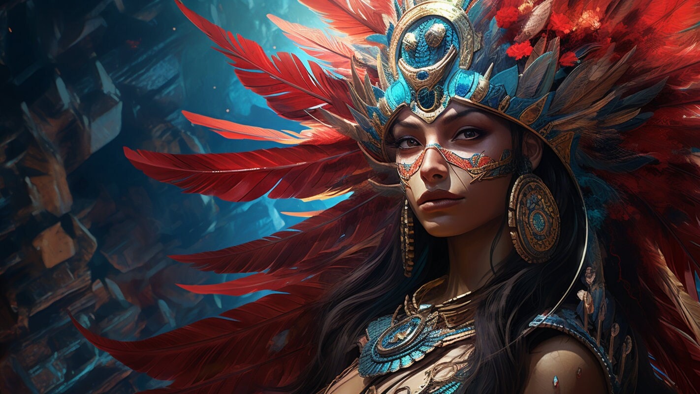 Ancient Majesty Aztec Queen Digital Wall Art Print High Quality ...