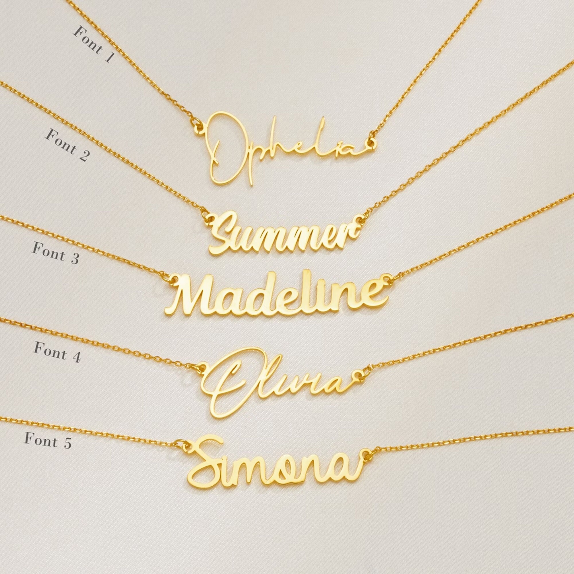 Luxury Custom Name Necklace, 18K Gold Plated Name Necklace, Silver ...